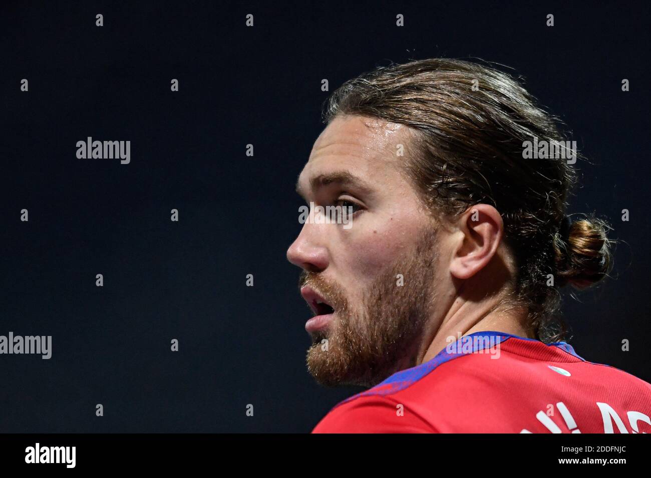Sam Gallagher #9 of Blackburn Rovers looks over his shoulder Stock ...