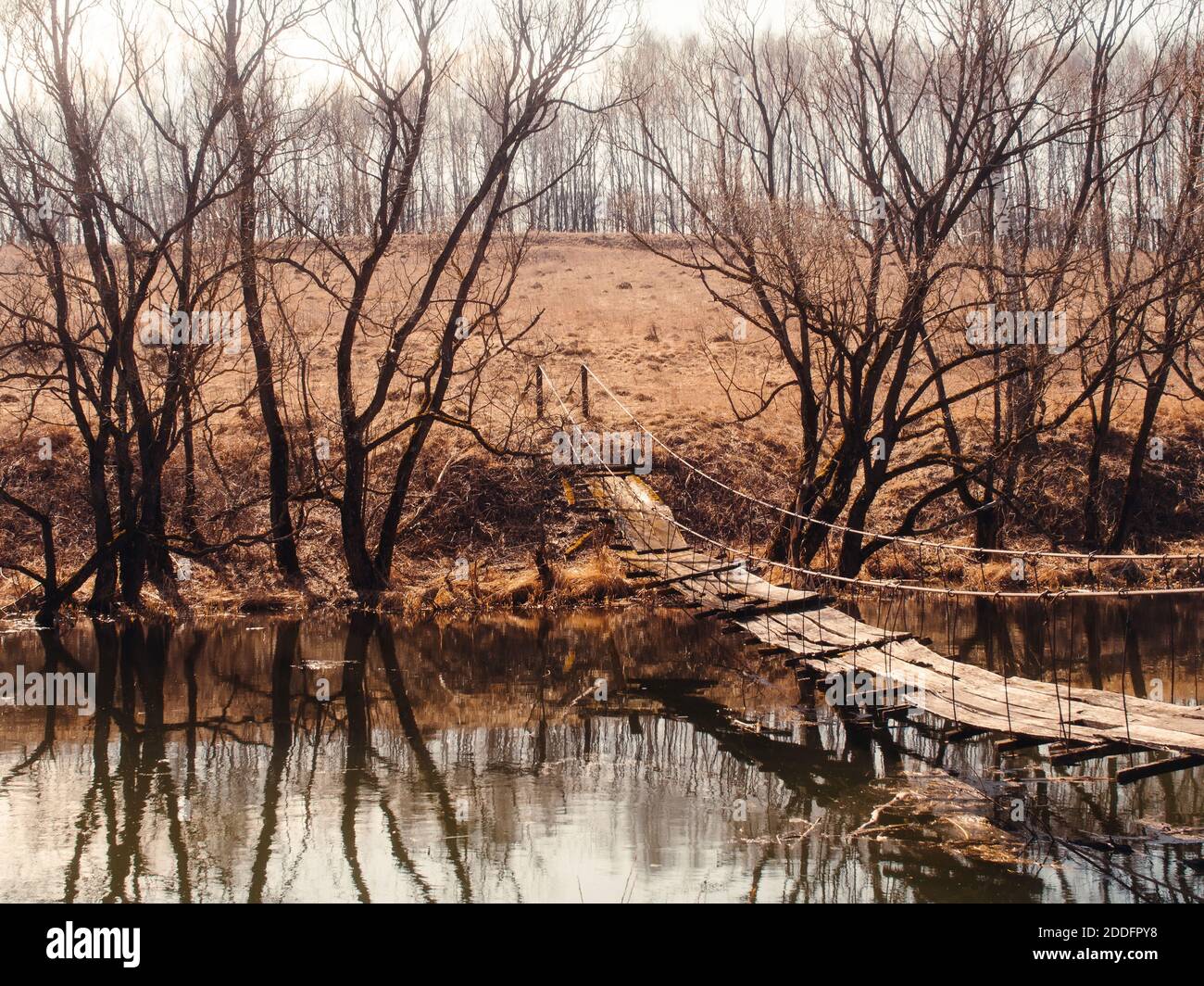 Old rope bridge broken hi-res stock photography and images - Alamy