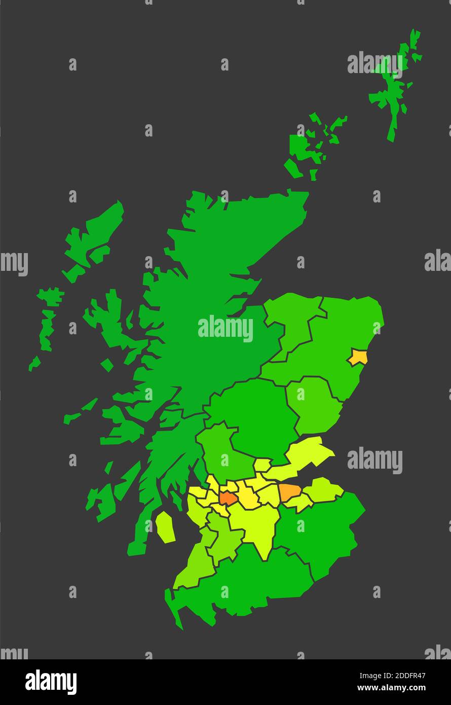 Scotland population heat map as color density illustration Stock Photo ...