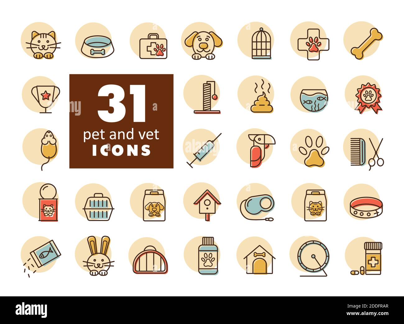 Pet and vet vector icon set. Graph symbol for pet and veterinary web ...