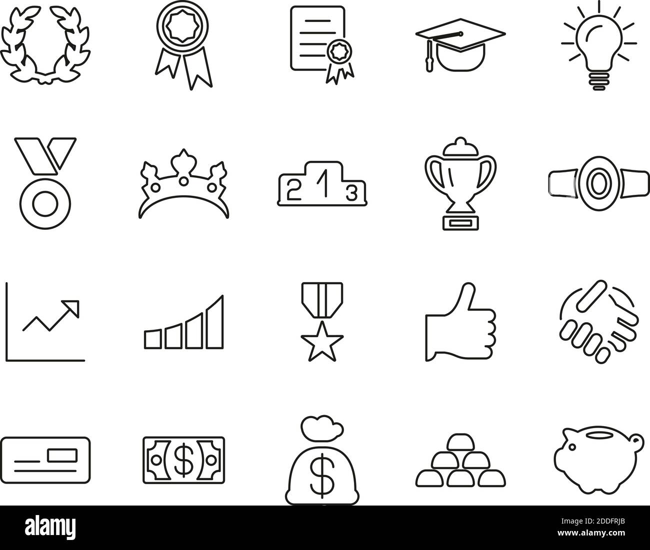Success & Achievement Icons Black & White Thin Line Set Big Stock ...
