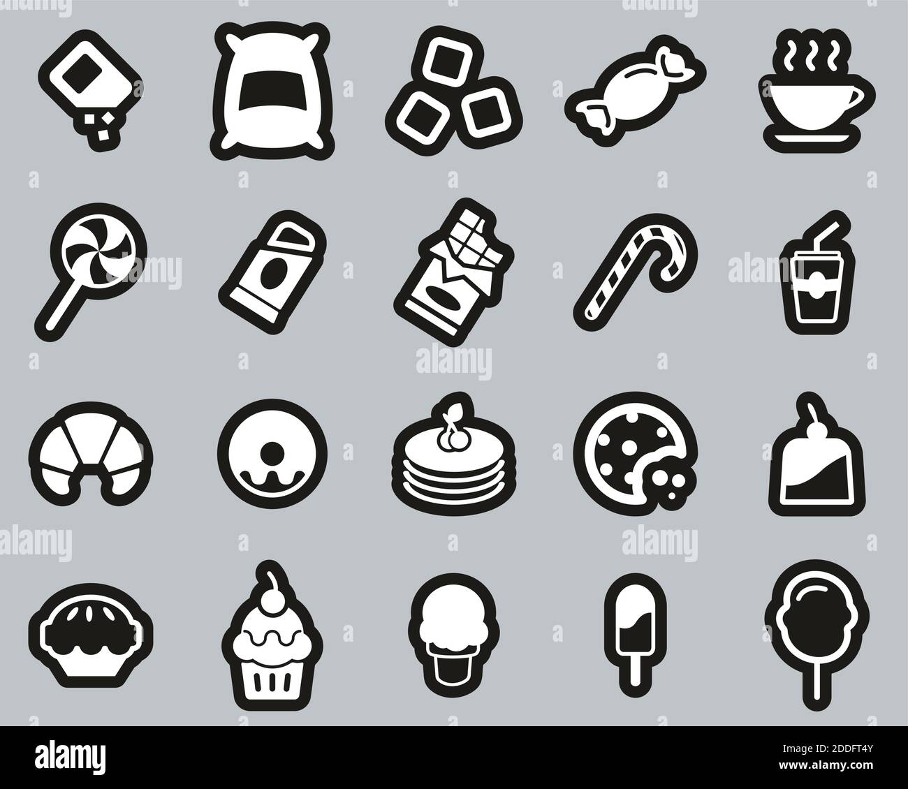 Sugar Or Sugar Food & Drink Icons White On Black Sticker Set Big Stock ...
