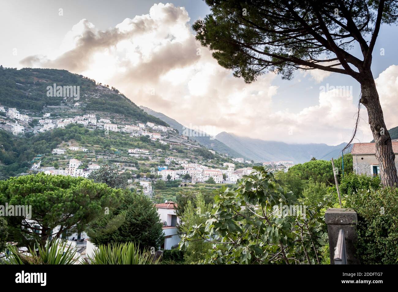 The view across the valley taken from the beautiful town of Ravello on ...
