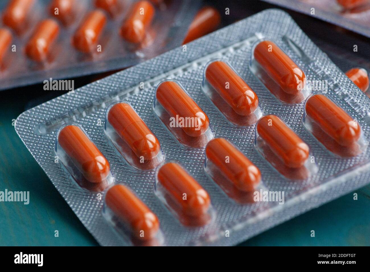 Medicine pills in packs, pills packed in blister pack. Full frame ...