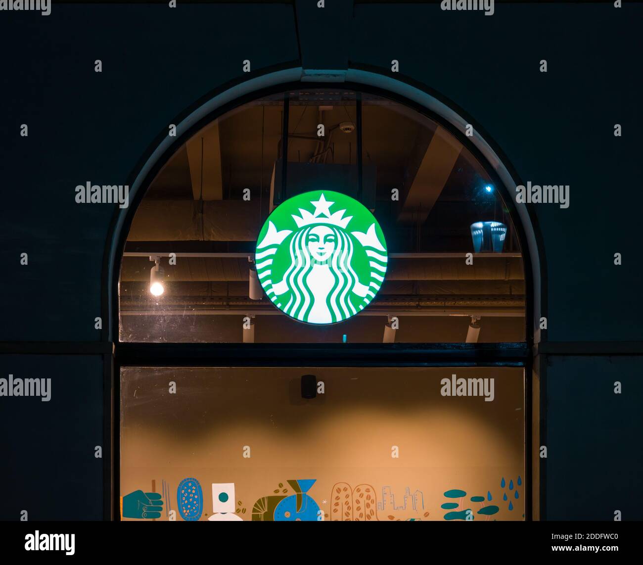 Illuminated starbucks coffee logo hi-res stock photography and images ...