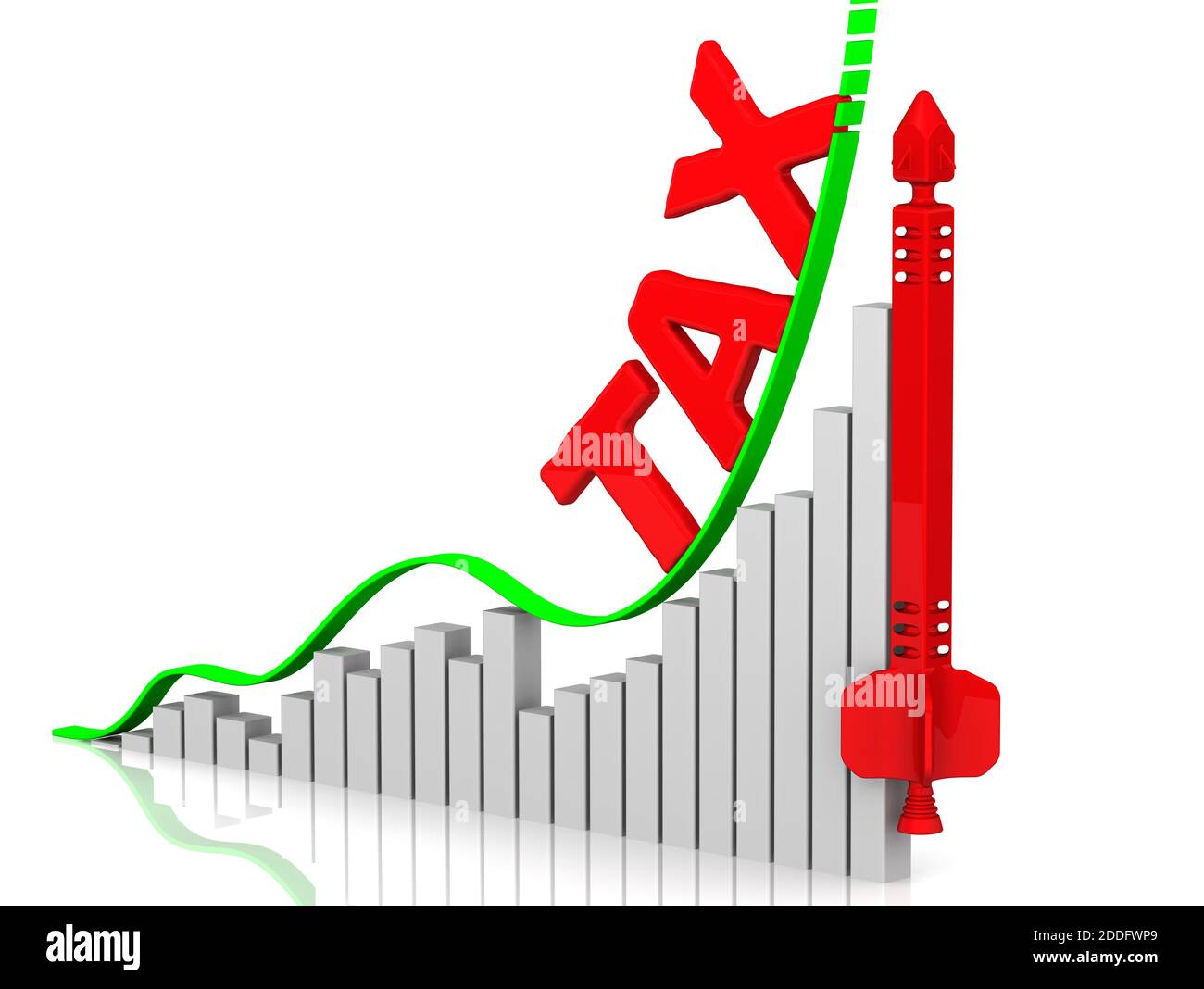 Tax. The growth chart. Graph of rapid growth with red word TAX and ...