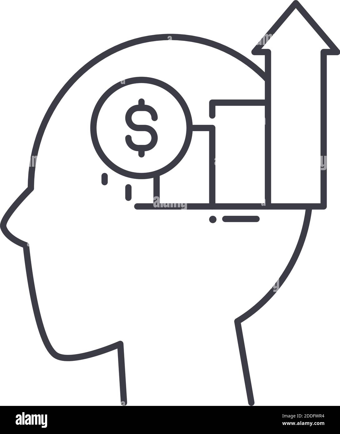 Financial mind icon, linear isolated illustration, thin line vector ...