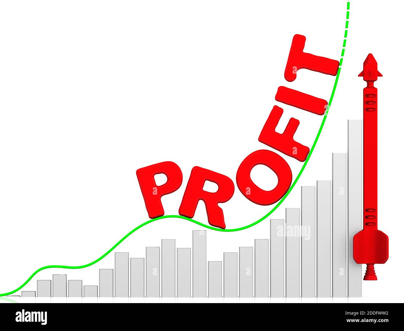 Profit. The growth chart. Graph of rapid growth with red text PROFIT ...
