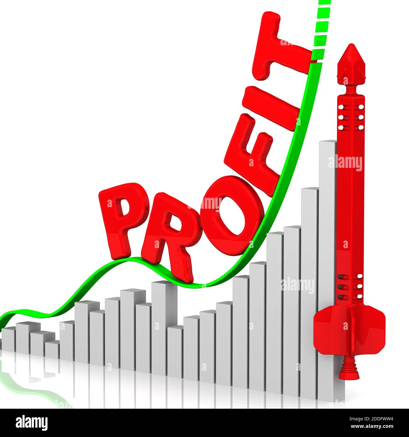 Profit. The growth chart. Graph of rapid growth with red text PROFIT ...