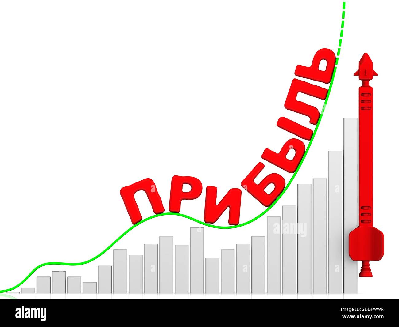 Profit. The growth chart. Graph of rapid growth with red text PROFIT ...
