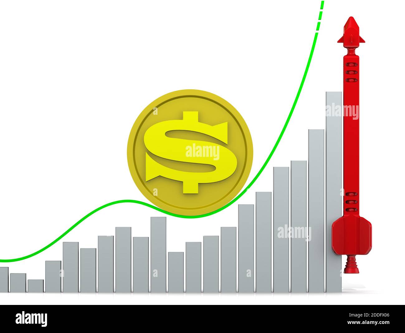 The growth of the US dollar. Graph of rapid growth in the value of the ...