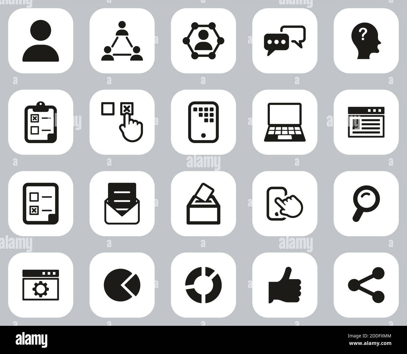 Survey Or Poll Icons Black & White Flat Design Set Big Stock Vector ...