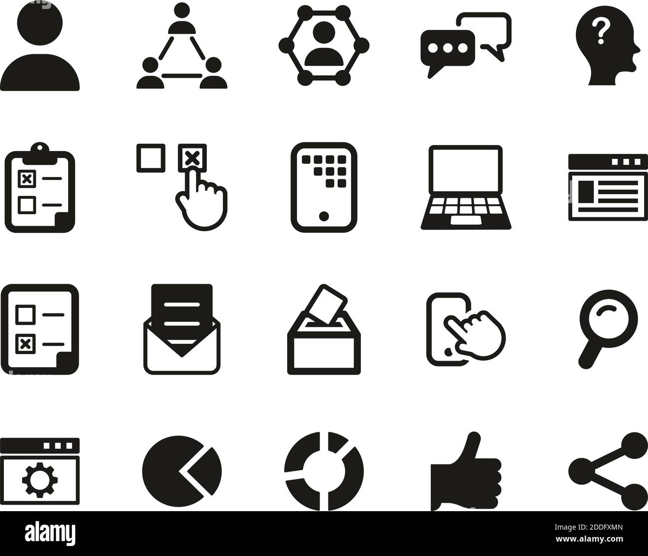Survey Or Poll Icons Black & White Set Big Stock Vector Image & Art - Alamy