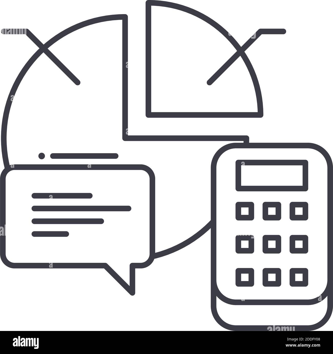 Financial calculator icon, linear isolated illustration, thin line ...