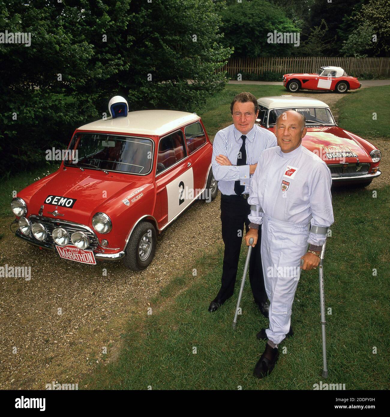 1990 Classic Marathon. Sir Stirling Moss, Paddy Hopkirk, with Mini ...