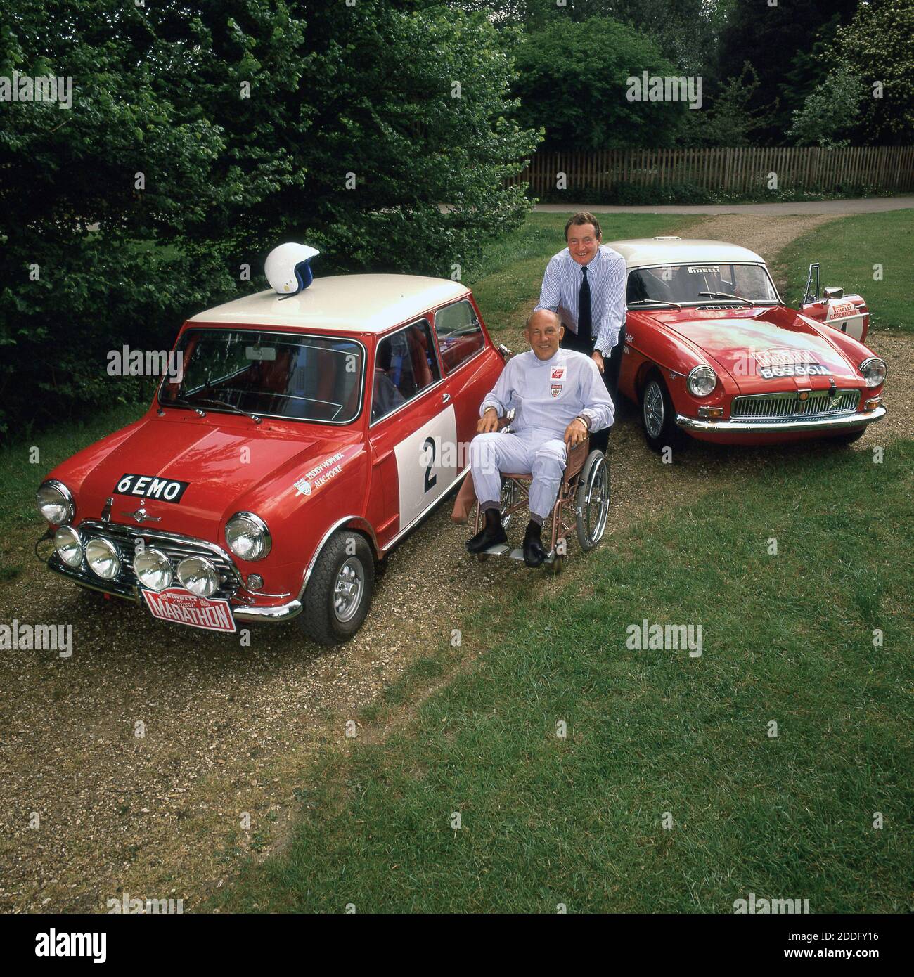 1990 Classic Marathon. Sir Stirling Moss, Paddy Hopkirk, with Mini ...