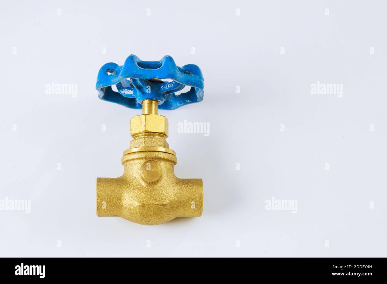 New brass water tap ball valve on isolated white background Stock Photo ...