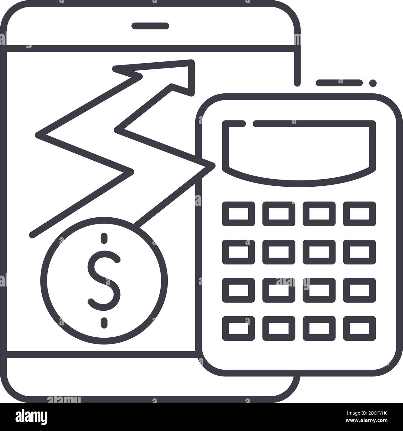 Financial calculation image icon, linear isolated illustration, thin ...