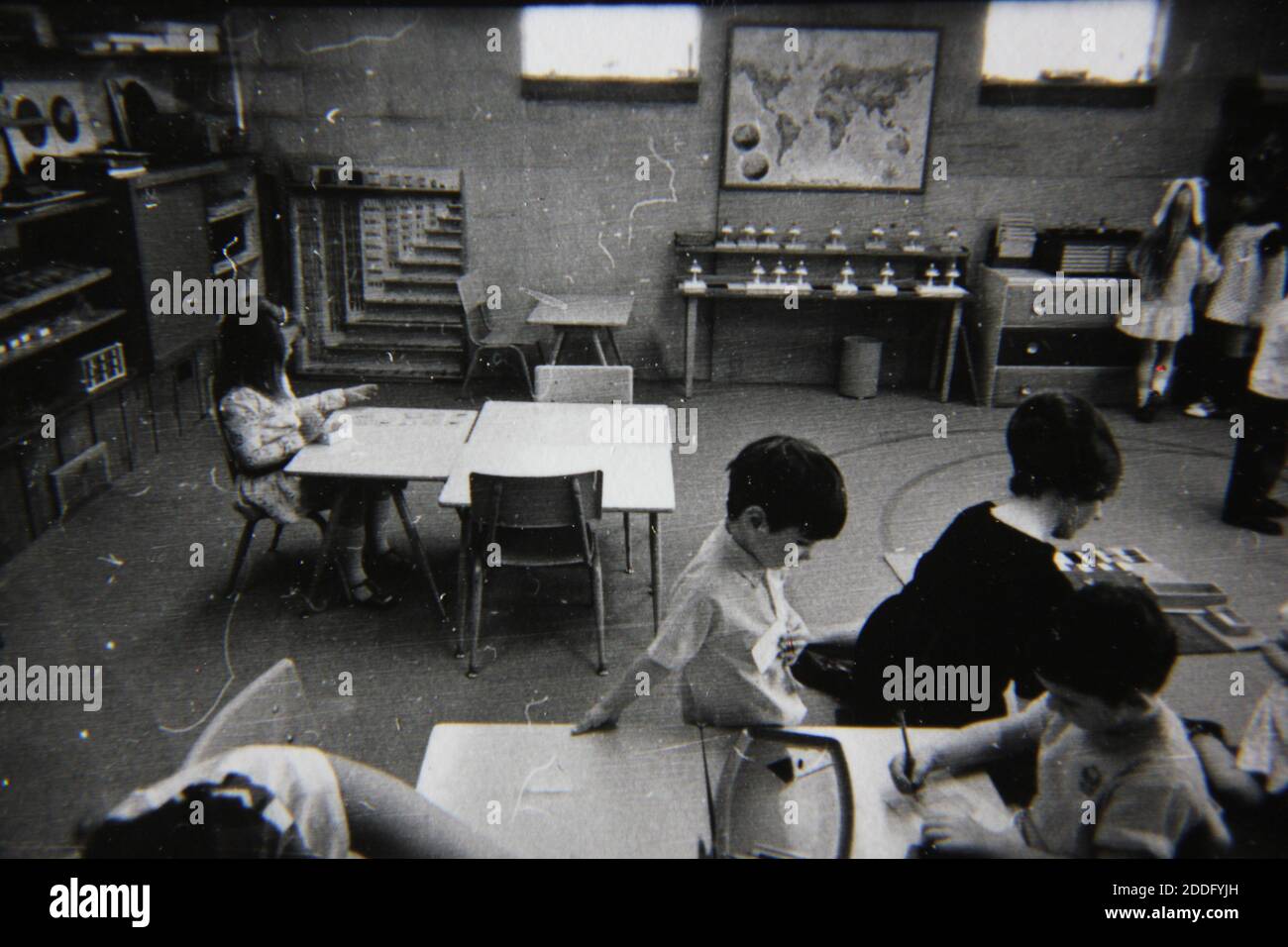 Fine 1970s vintage black and white photography of a grade school ...