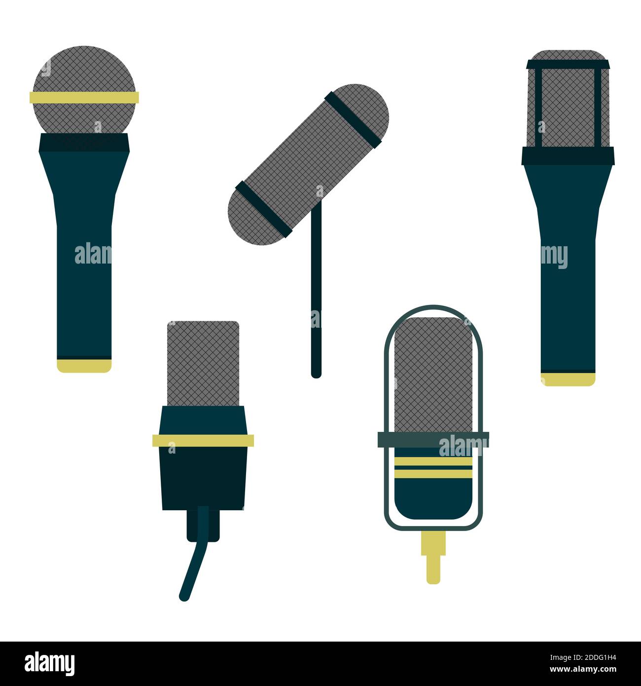 Set of microphones for audio podcast speech or music recording ...