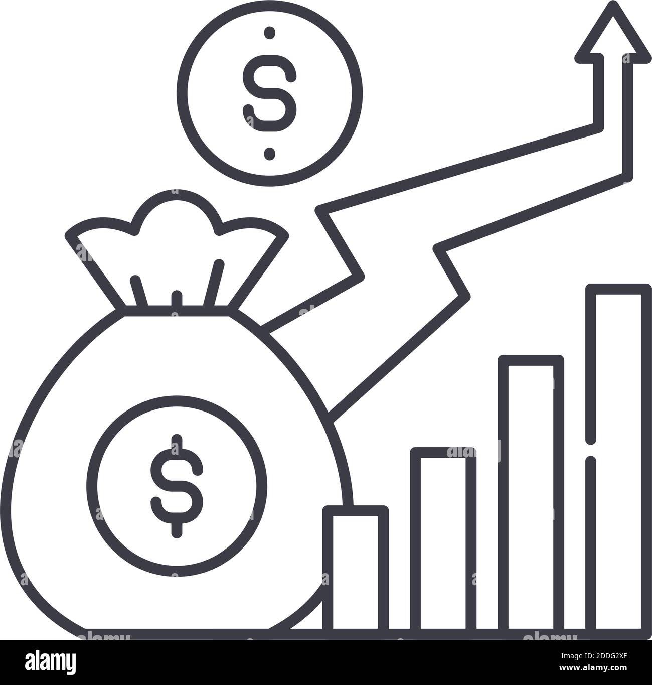 Finance and budgeting icon, linear isolated illustration, thin line ...