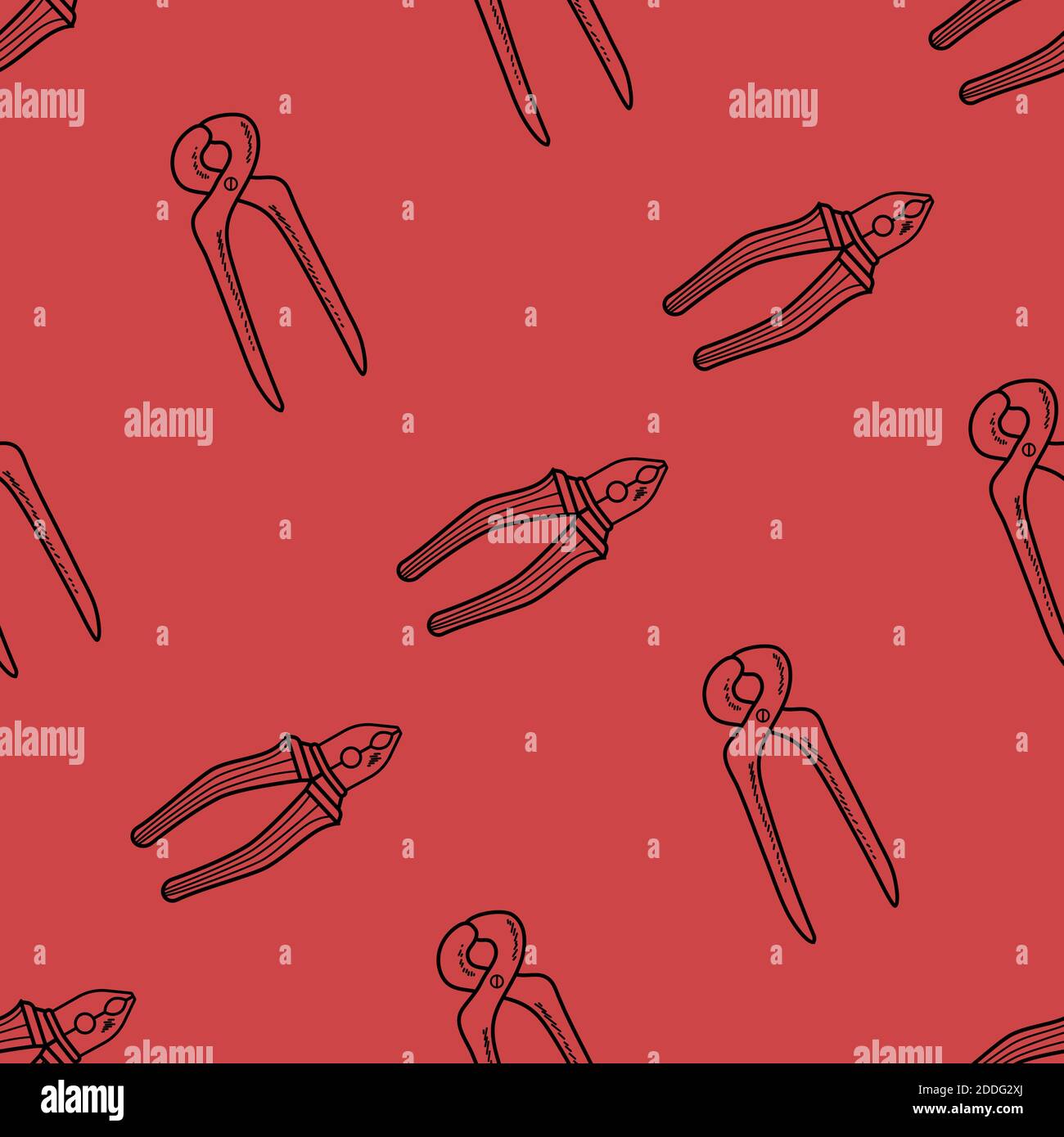 Seamless pattern with hand drawn working tools. Collection of hand ...