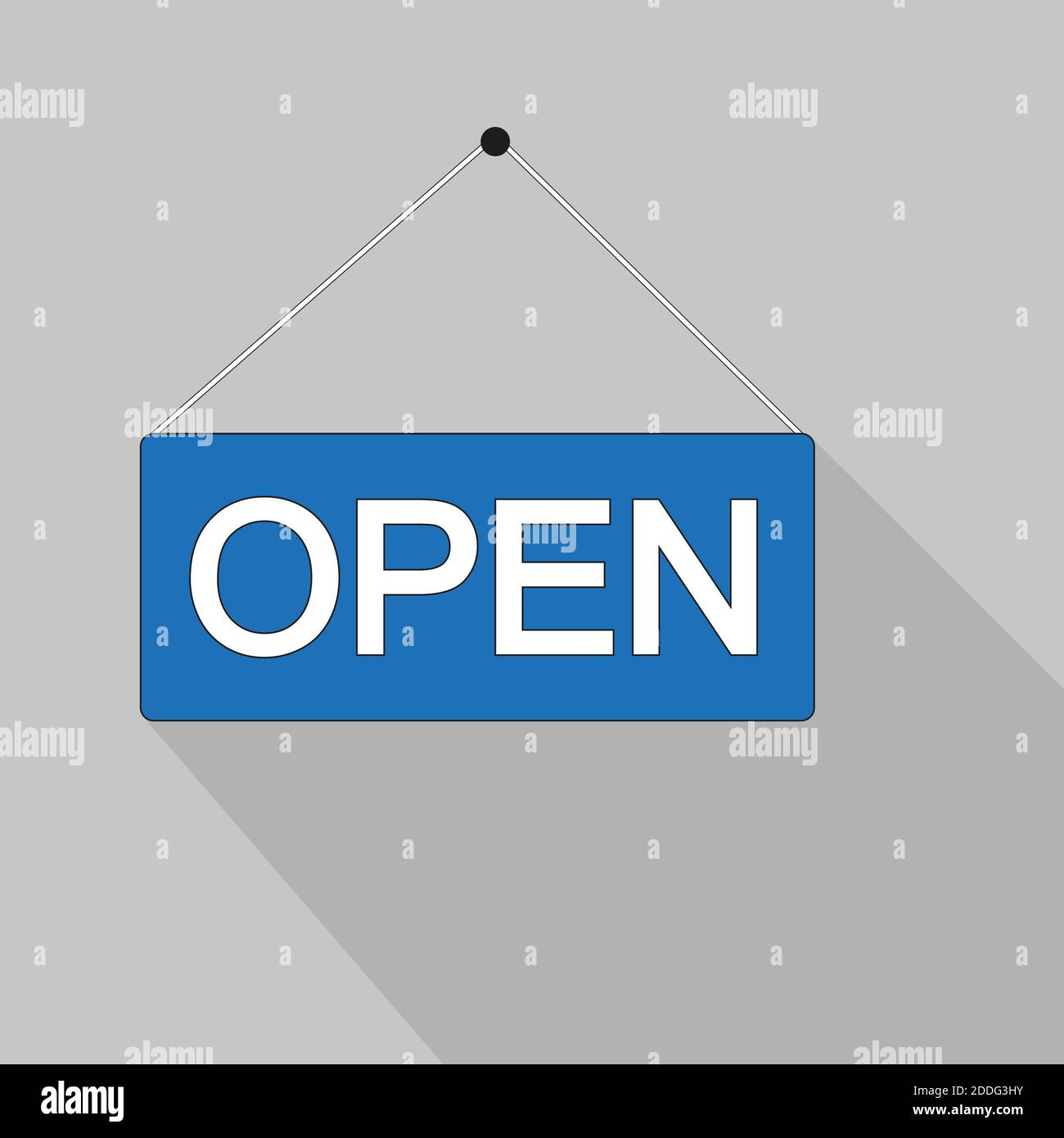 The label on the door is open . Graphic icon on the store door ...