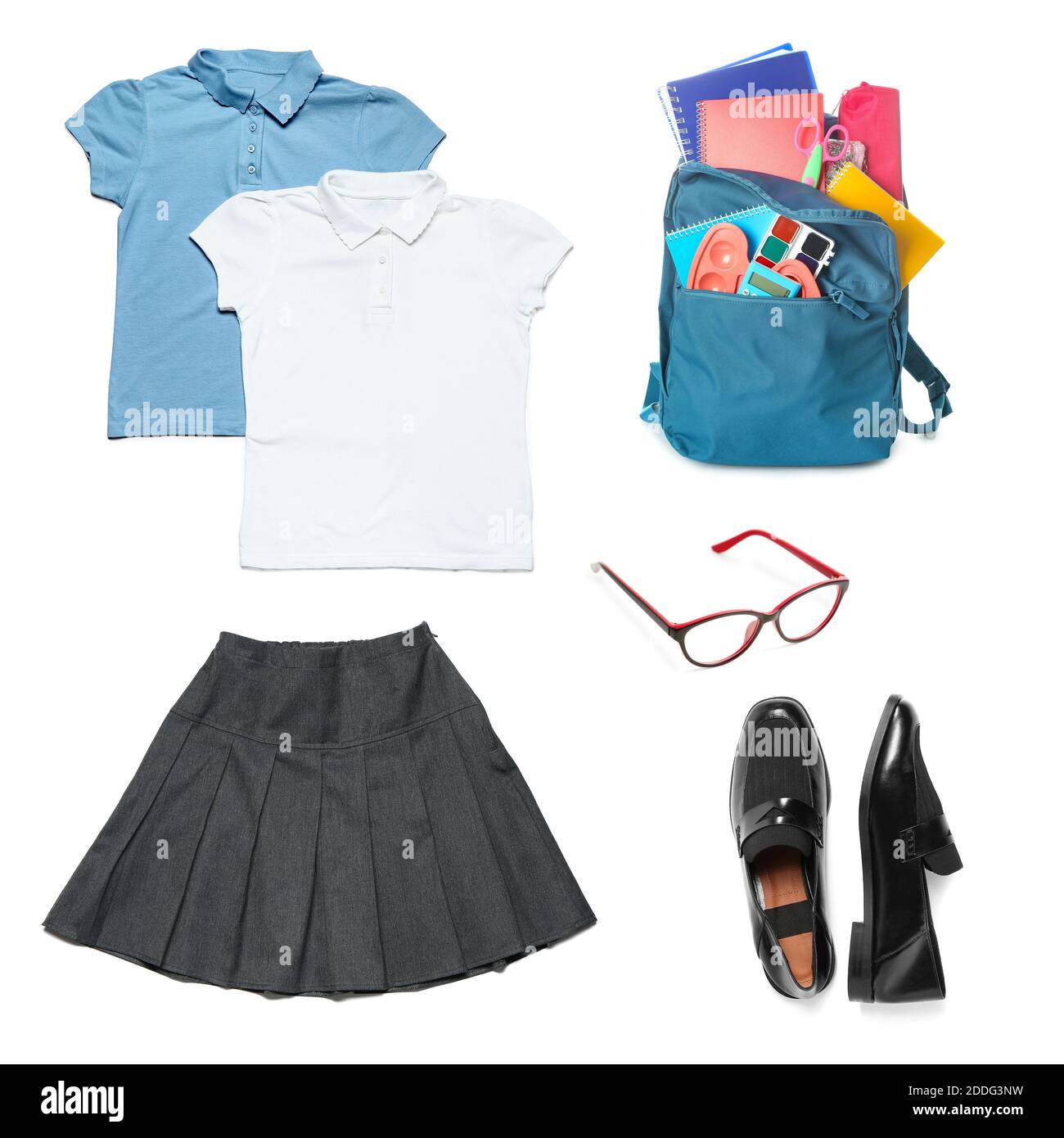 Stylish school uniform on white background Stock Photo - Alamy