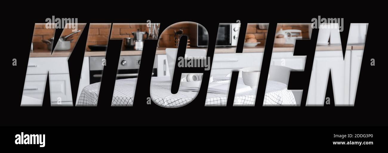 Word KITCHEN on dark background Stock Photo - Alamy