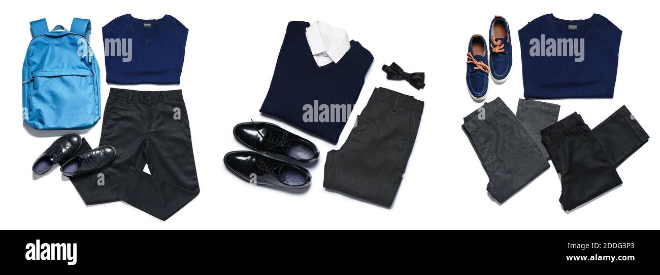 Stylish school uniform on white background Stock Photo - Alamy