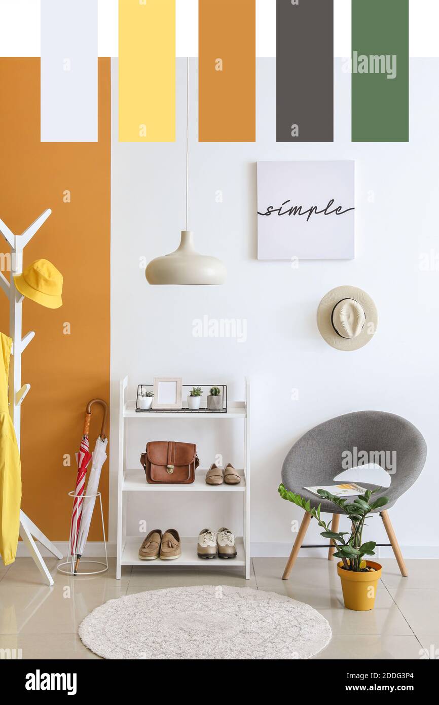 Fashionable interior of modern hall. Different color patterns Stock ...