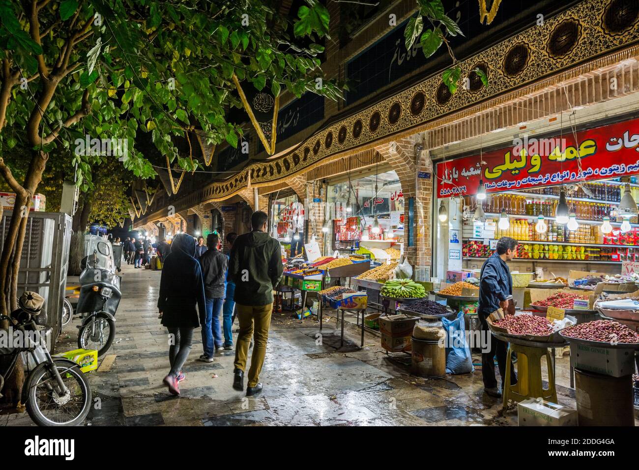Street night view of the Grand traditional bazaar with background of ...