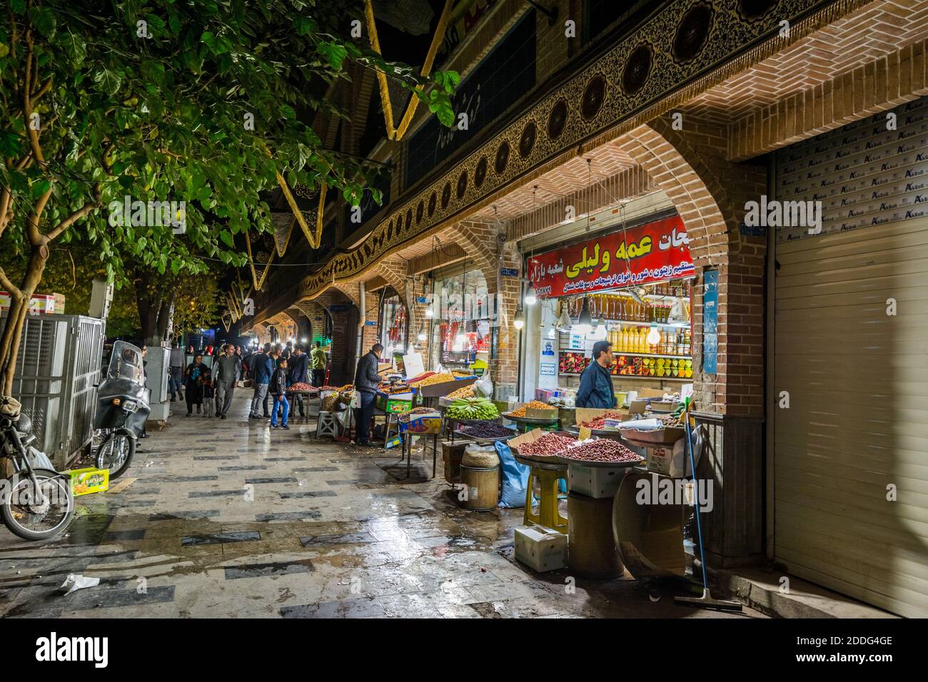 Street night view of the Grand traditional bazaar with background of ...