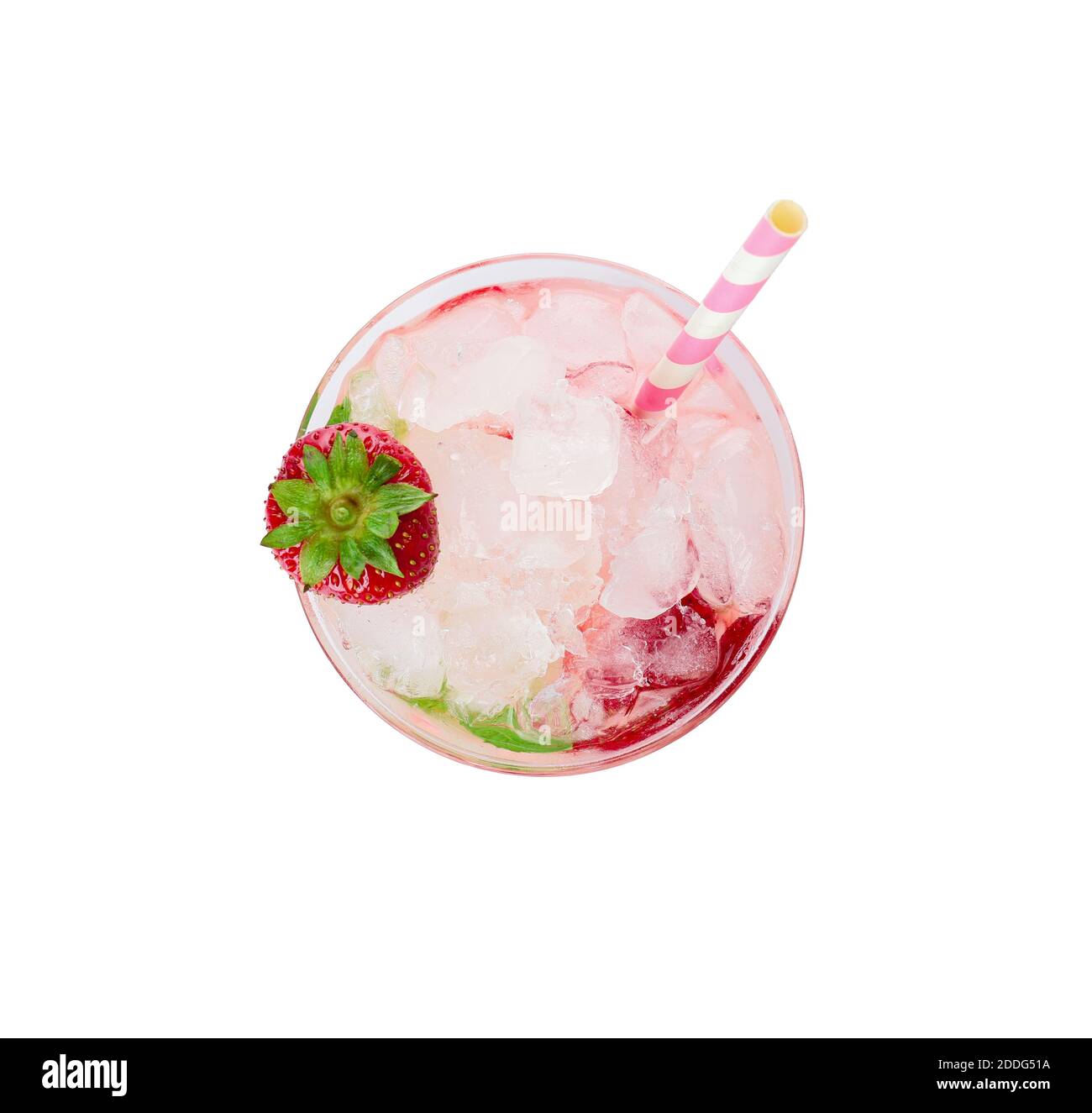 Glass of fresh strawberry lemonade on white background Stock Photo - Alamy