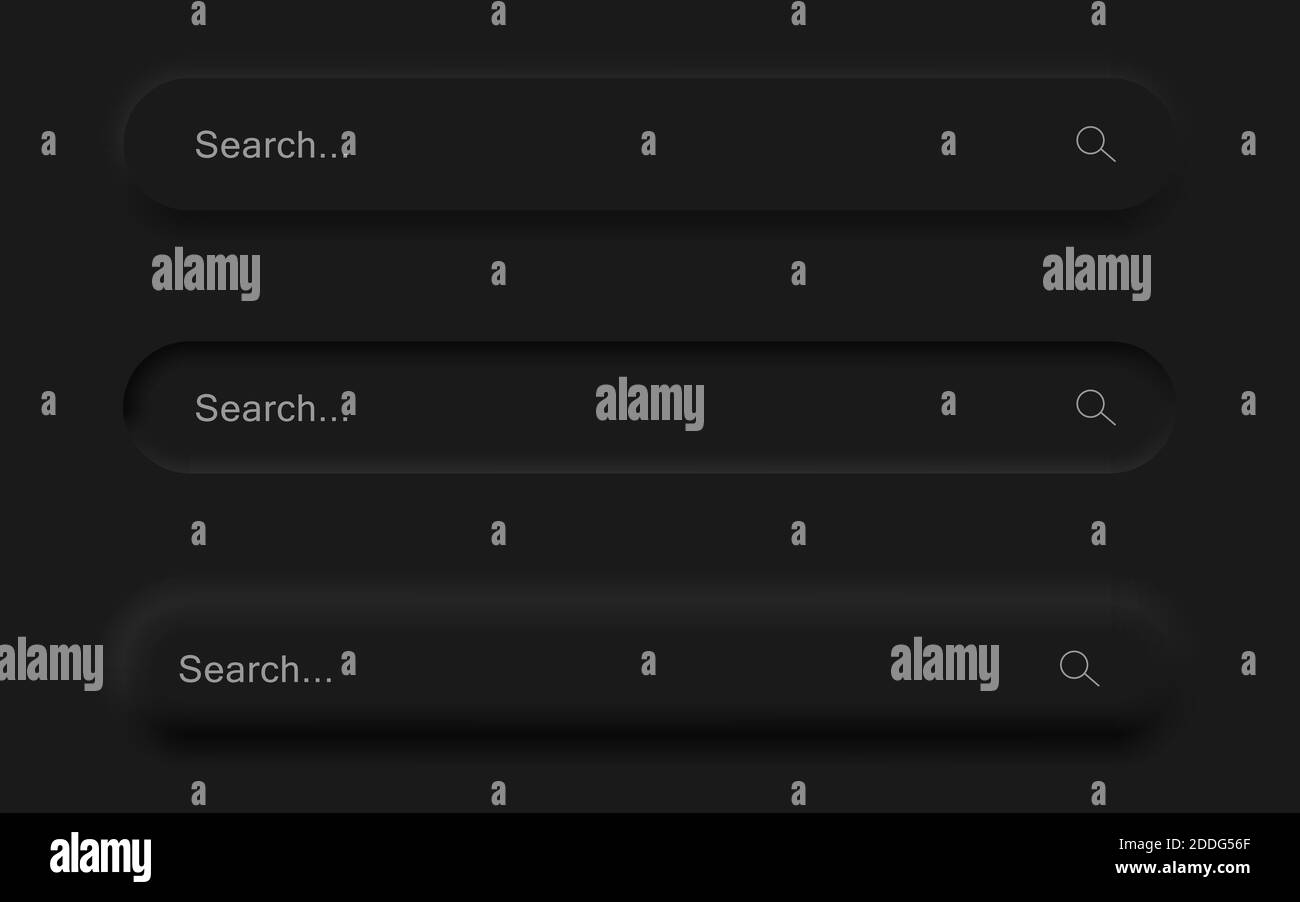 Set of Black Search bar form templates of neomorphic interface ...