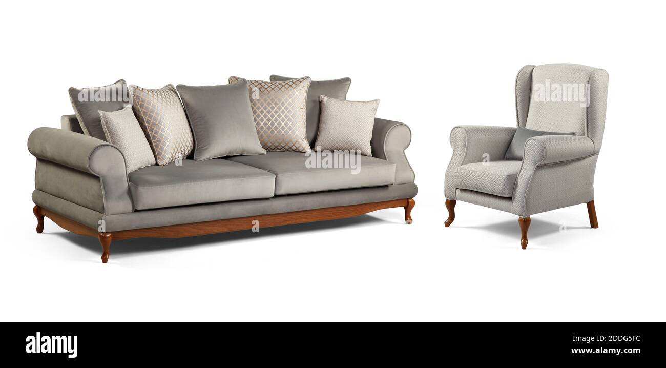 Modern furniture is half set on white background Stock Photo - Alamy