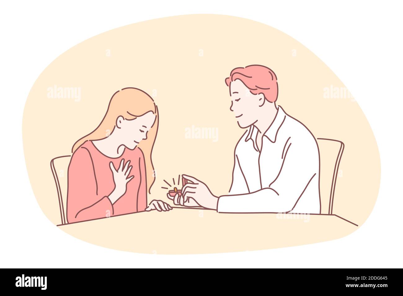 Proposal, engagement, couple togetherness concept. Young loving happy ...