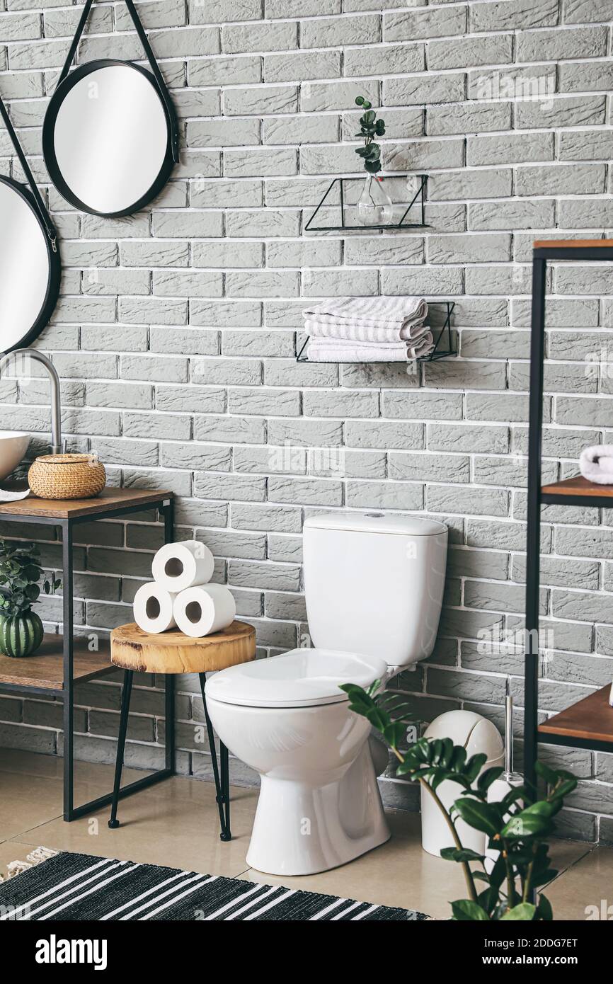 Stylish interior of modern restroom Stock Photo - Alamy
