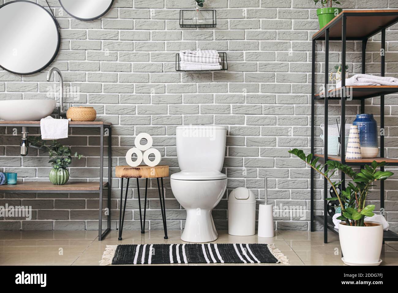 Stylish interior of modern restroom Stock Photo - Alamy