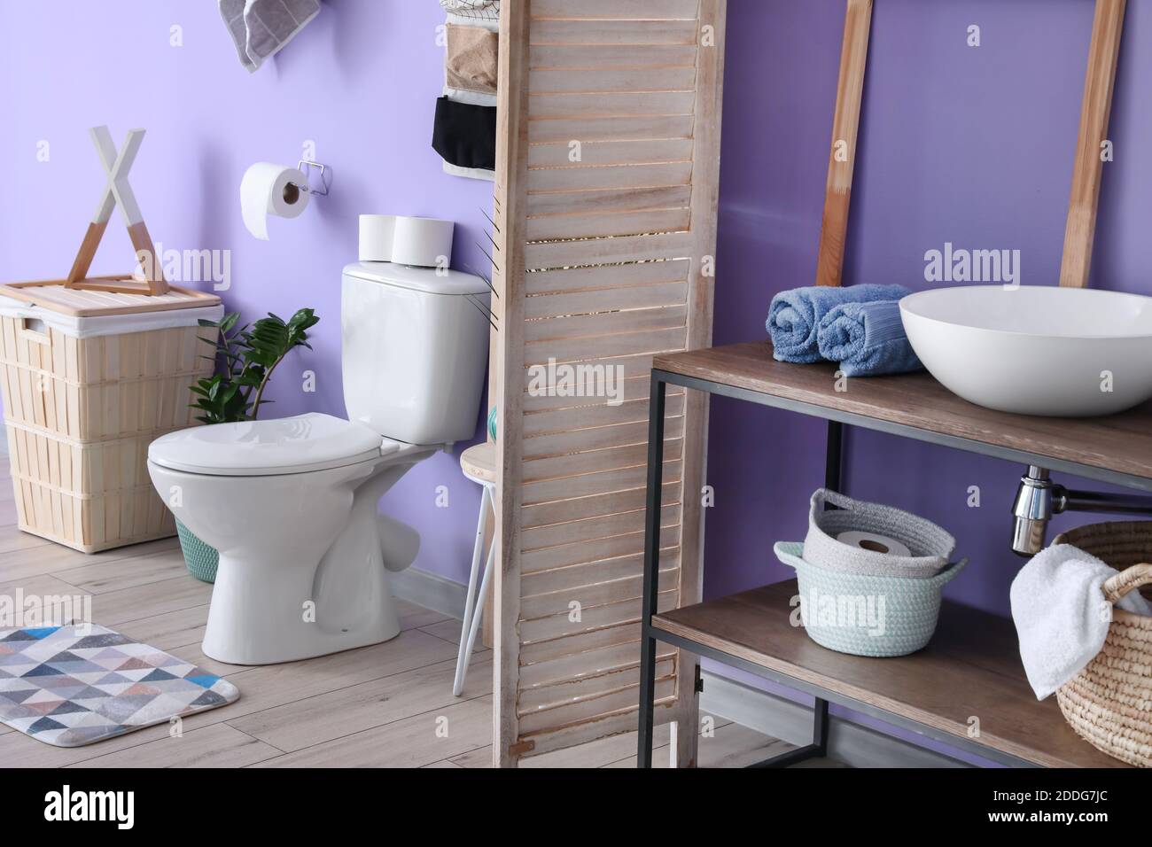 Stylish interior of modern restroom Stock Photo - Alamy