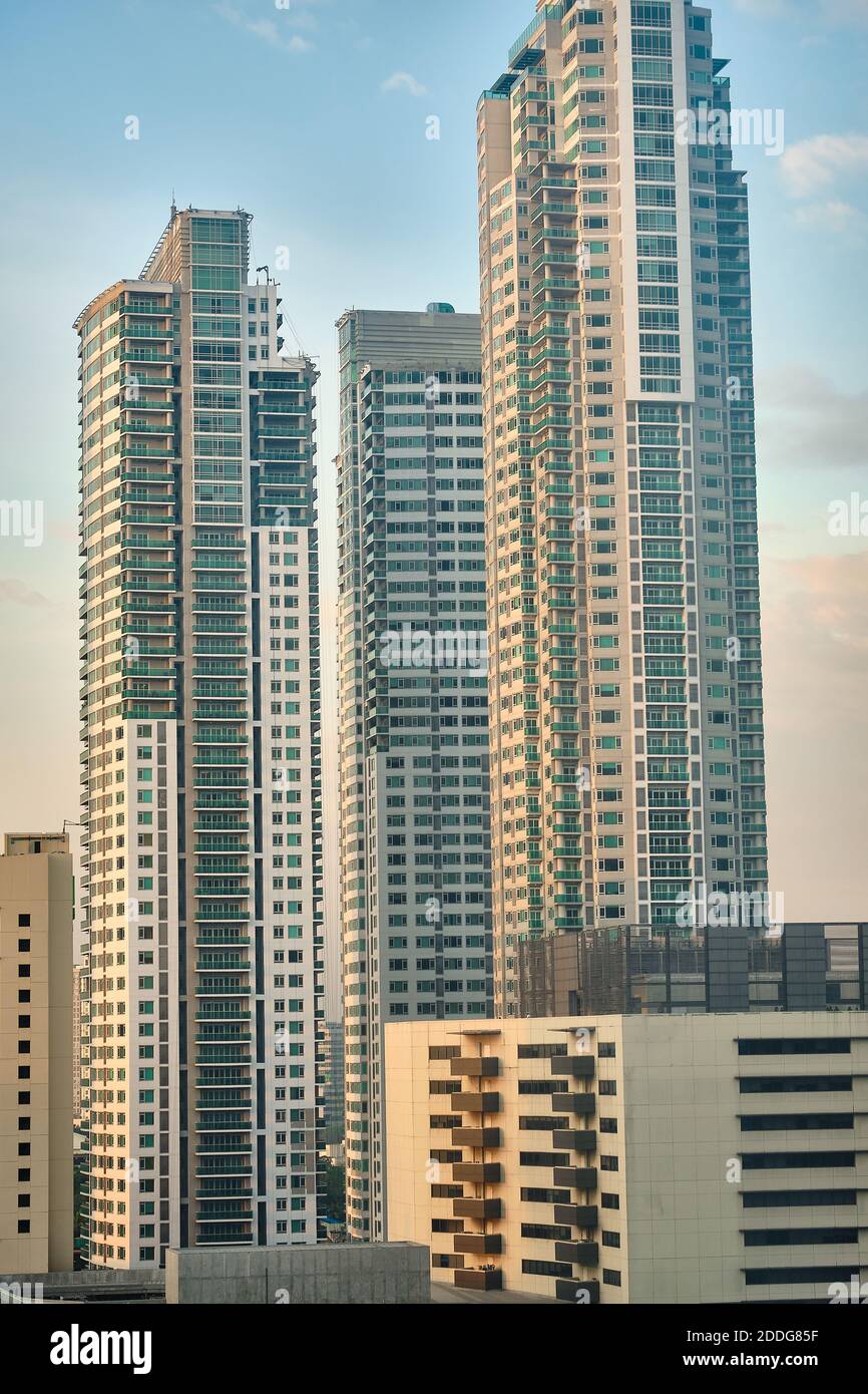 View of Makati city during the day. Skyscrapers in clear Sunny weather ...