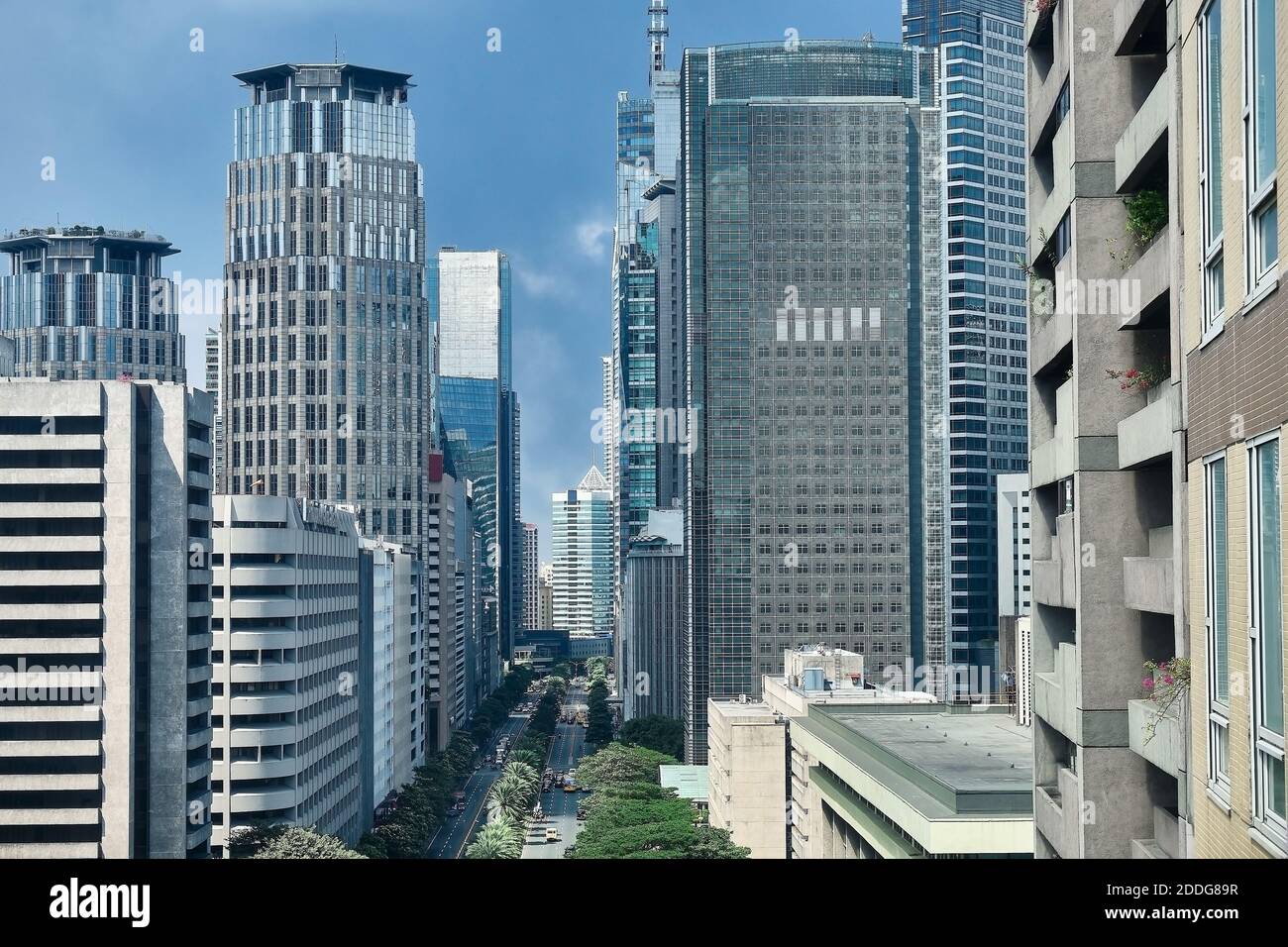 View of Makati city during the day. Skyscrapers in clear Sunny weather ...
