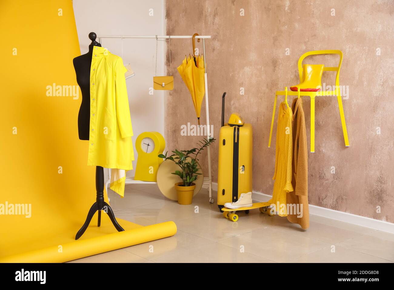 Creative interior of modern wardrobe room Stock Photo - Alamy