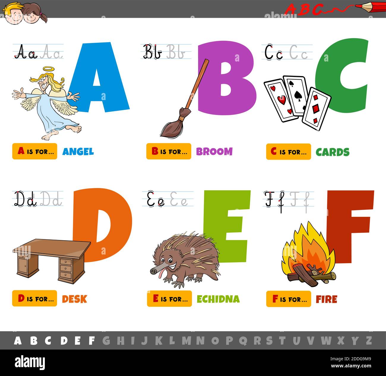 Cartoon illustration of capital letters from alphabet educational set ...