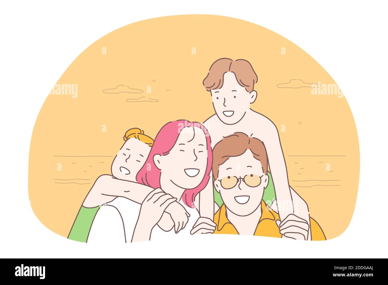 Happy family, parenthood, children concept. Young smiling parents and ...