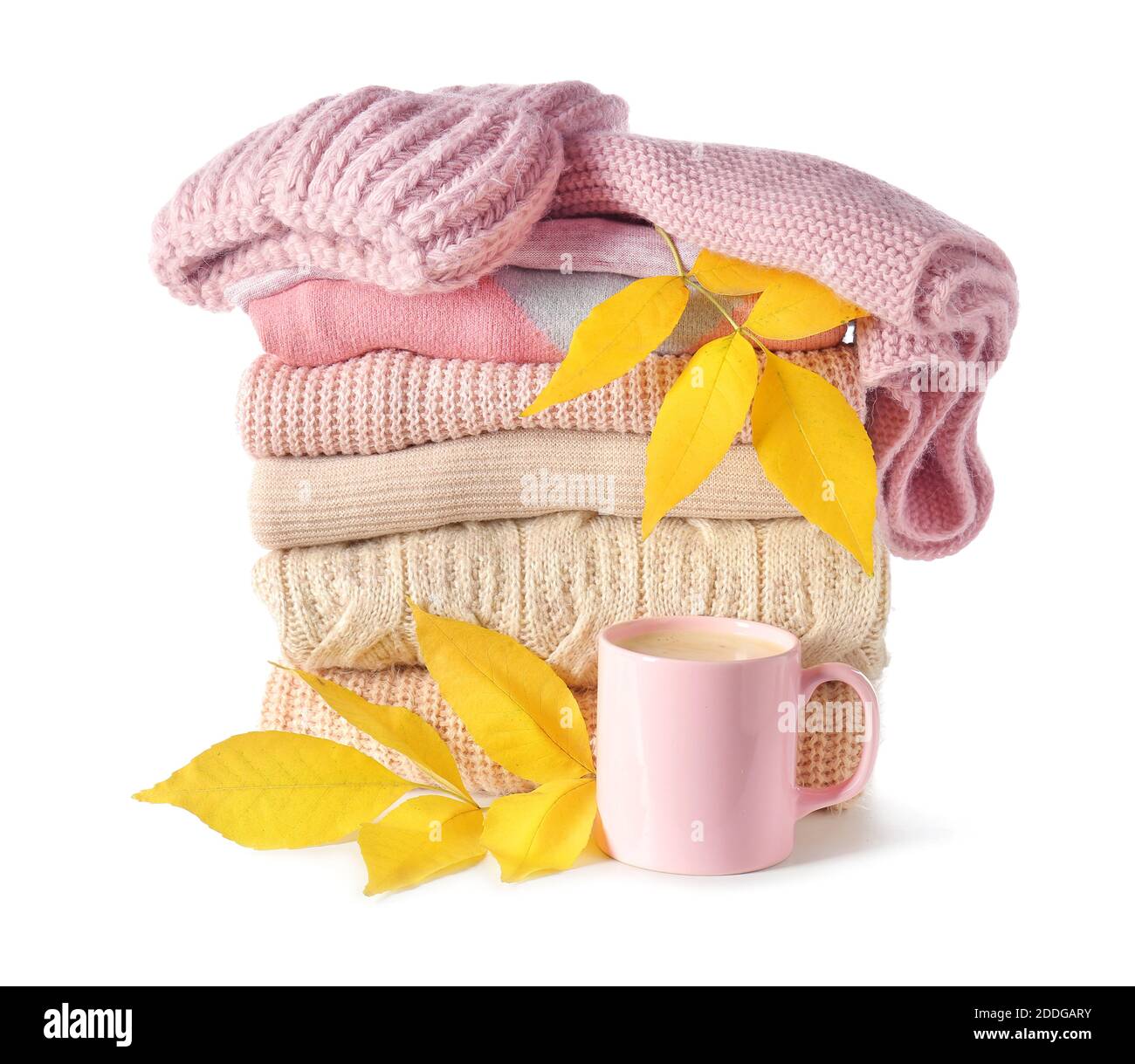 Stylish autumn clothes on white background Stock Photo - Alamy