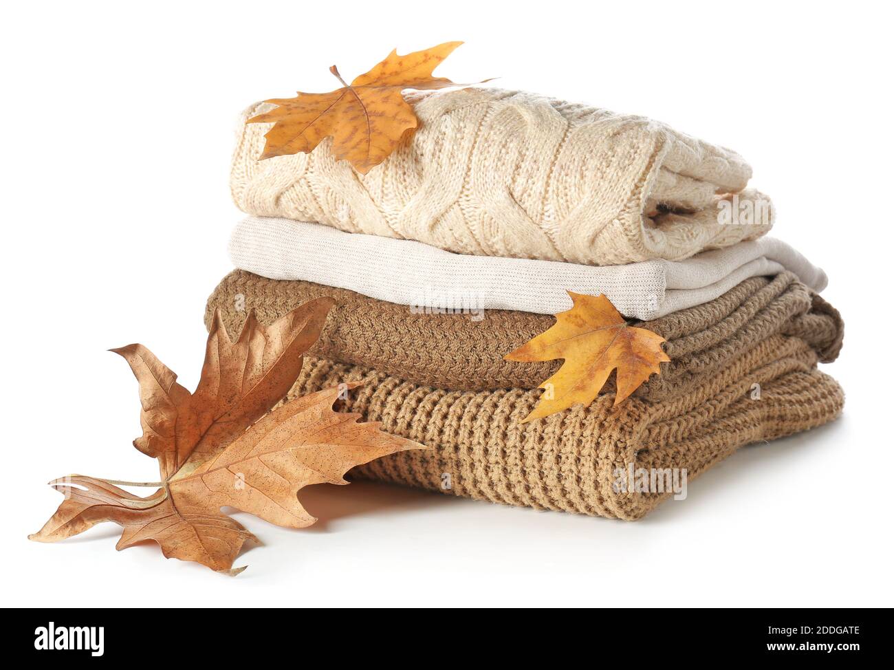 Stylish autumn clothes on white background Stock Photo - Alamy