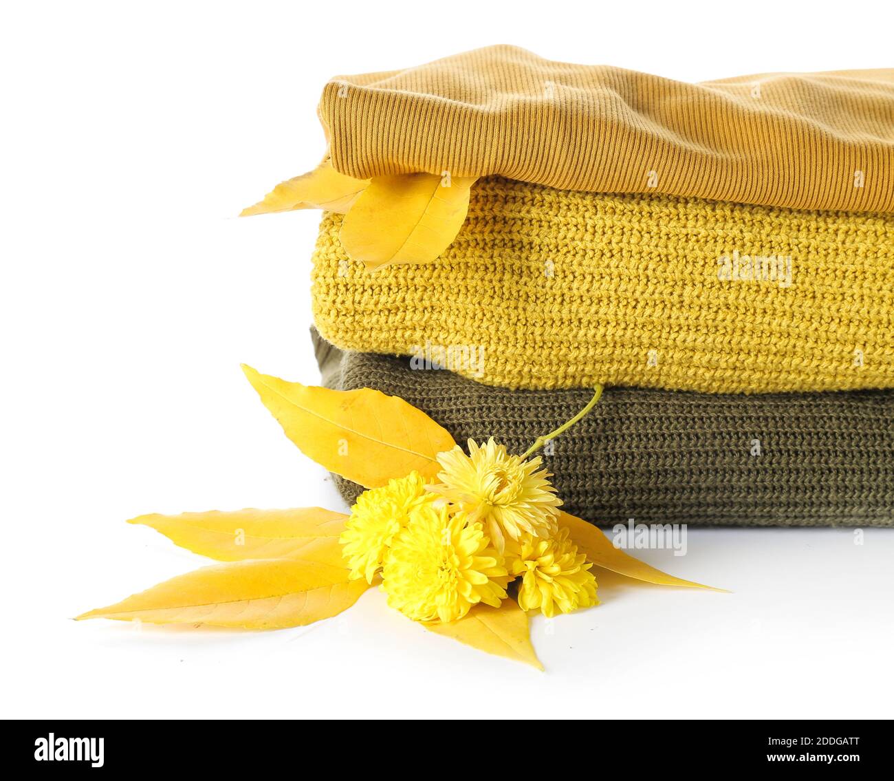 Stylish autumn clothes on white background Stock Photo - Alamy