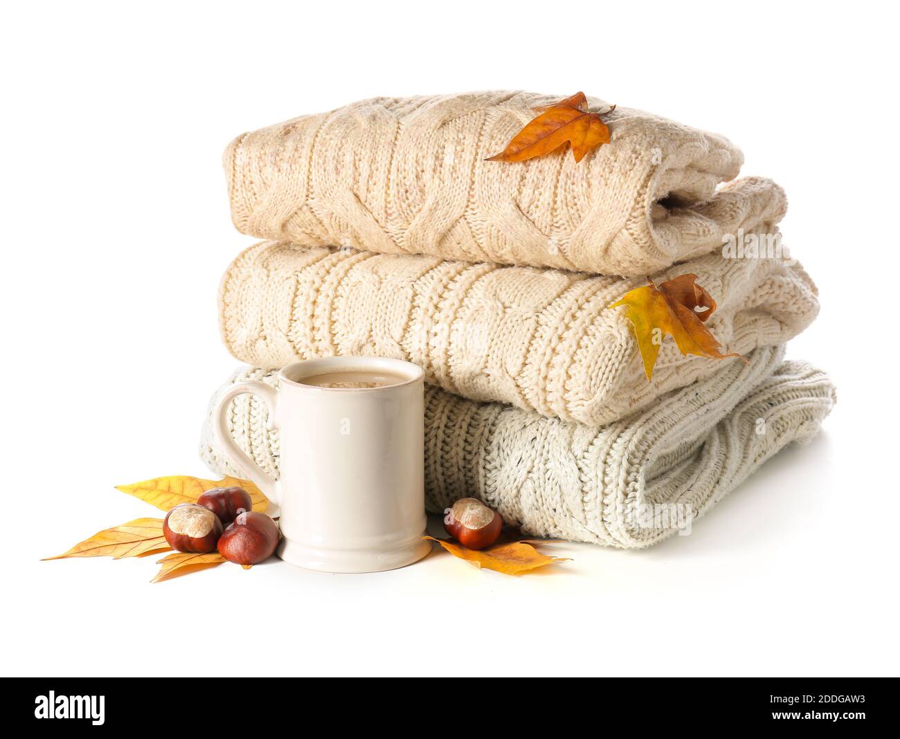 Stylish autumn clothes on white background Stock Photo - Alamy