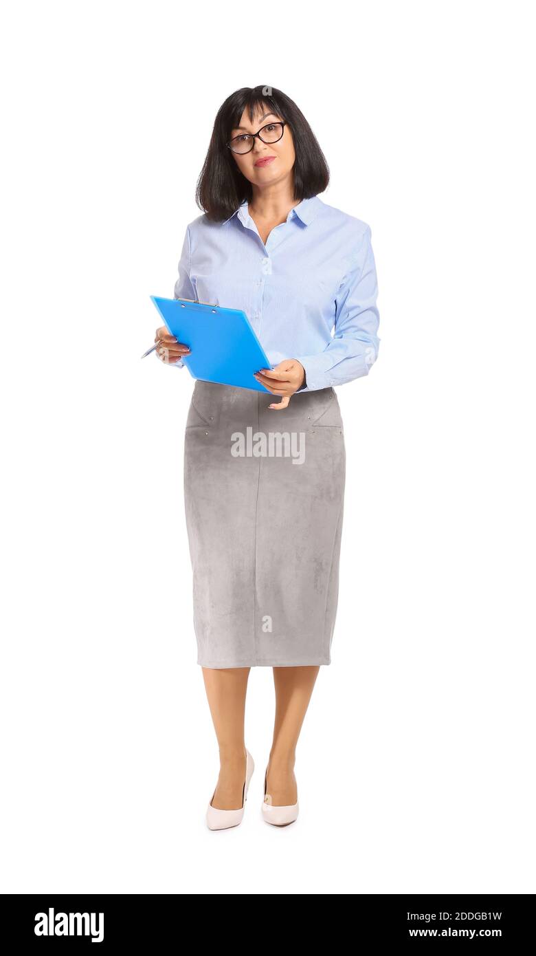 Portrait of female psychologist on white background Stock Photo - Alamy